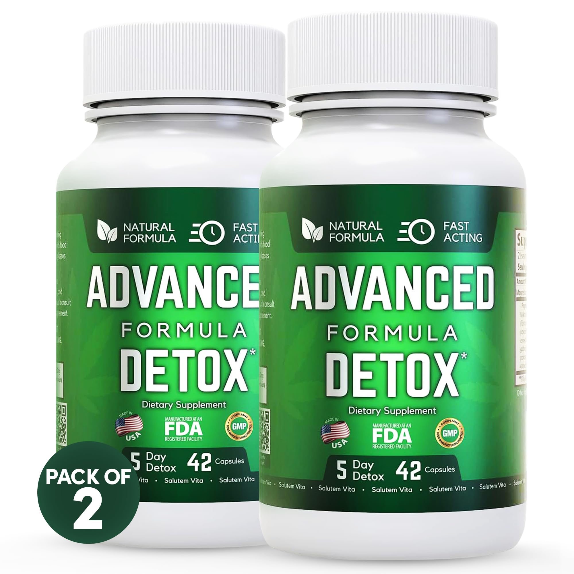 Salutem Vita Advanced Detox Cleanse, Natural Detox & Cleanse with Milk Thistle, Licorice Powder, and More, Body Cleanse Detox for Women and Men, 84 Capsules, 2 Pack