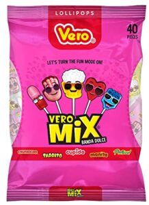 vero mix banda dulce assorted sweet lollipops, artificially flavored, 1 pound 4.31 ounces, 40 count bag