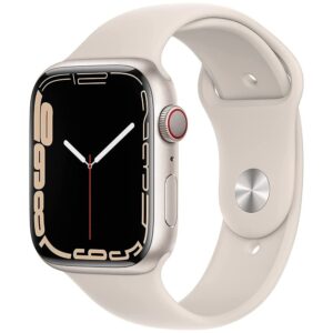 apple watch series 7 (gps + cellular, 45 mm) starlight aluminum case with starlight sport band (renewed)