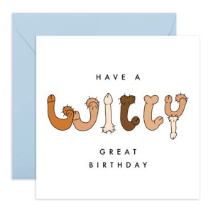 central 23 - rude birthday card for women men - 'willy great birthday' - funny greeting card - humourous - cheeky - banter - offensive - for female friends - comes with stickers