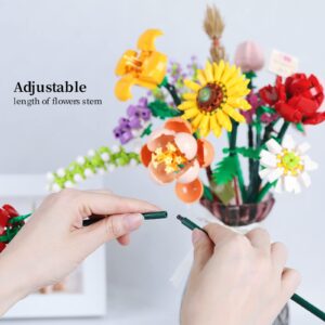 QLT Mini Bricks Flower Bouquet Building Sets, Artificial Flowers, DIY Unique Decoration Home, 547 Pieces Botanical Collection for Ages 8-12 yrs Old Girl for Gift（Not Compatible with Lego Set ）