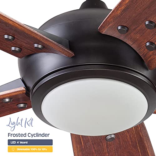 Prominence Home Guyanna, 62 Inch Modern Farmhouse LED Ceiling Fan with Light, Remote Control, Dual Mounting Options, Hand Carved Wood Blades, Reversible Motor - 51633-01 (Espresso)