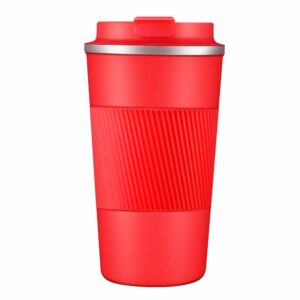 coffee travel mug,14oz double walled insulated vacuum coffee tumbler with leakproof flip insulated coffee mug, for hot and cold water coffee and tea in travel car office school camping (red, 14oz)