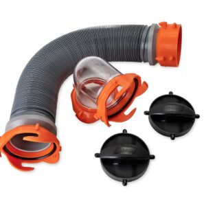 Camco 3-Foot Super Heavy-Duty Tote Tank Sewer Hose Kit | 18mil HTS Vinyl (39645), Black