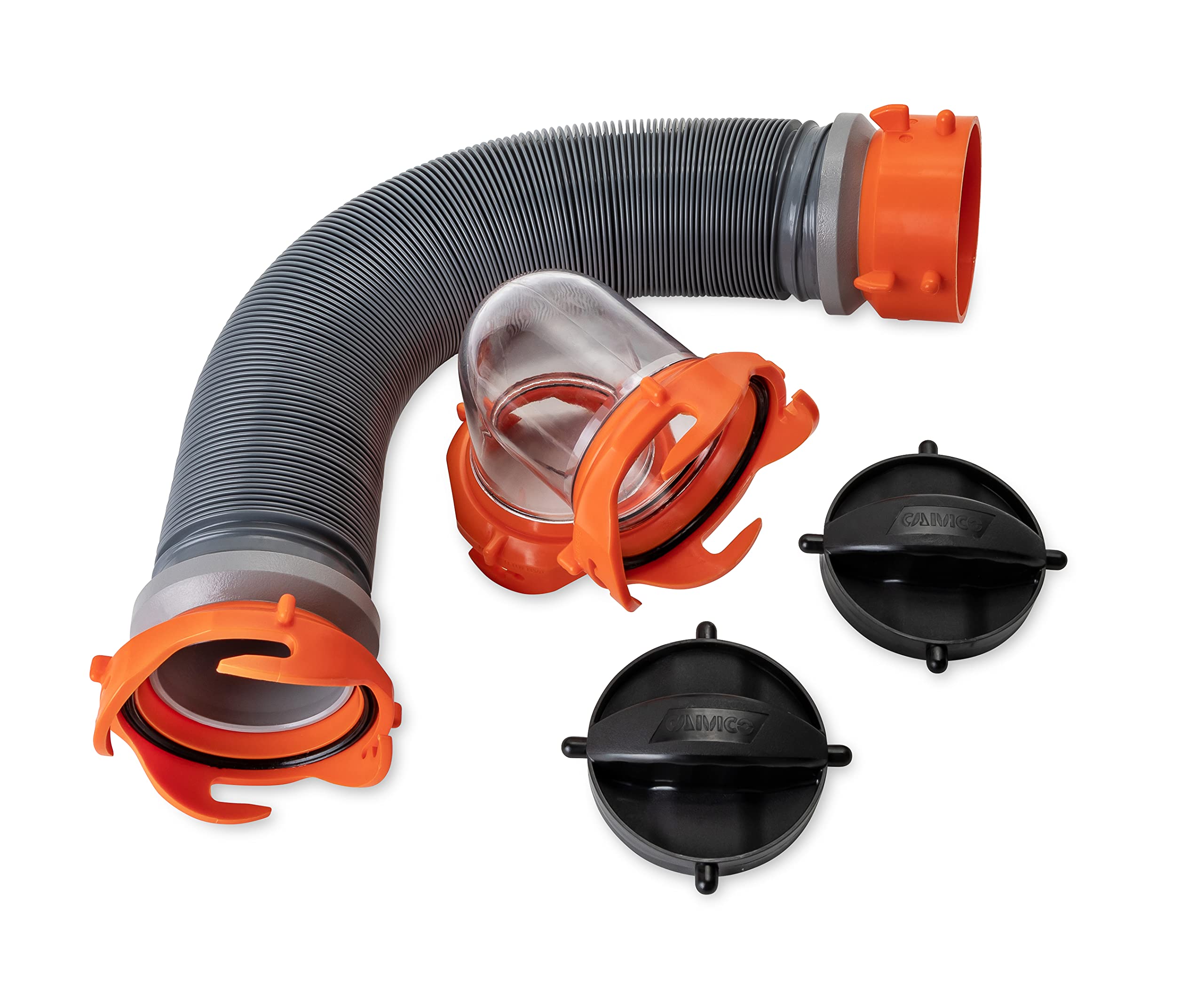 Camco 3-Foot Super Heavy-Duty Tote Tank Sewer Hose Kit | 18mil HTS Vinyl (39645), Black