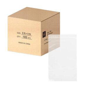 6" x 9" (1000 bags) 2 mil clear reclosable zip plastic poly bags, quart with resealable lock seal zipper