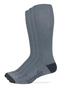 wrangler mens ultra dri sorbtek seamless toe tall boot socks 3 pair pack (large, grey)