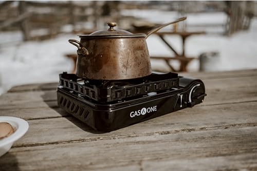 Gas One Dual Fuel Portable Stove 15,000BTU With Brass Burner Head, Dual Spiral Flame Gas Stove - Patent Pending