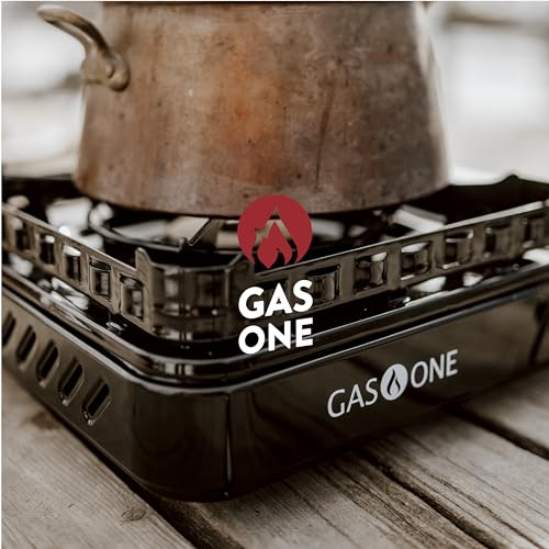 Gas One Dual Fuel Portable Stove 15,000BTU With Brass Burner Head, Dual Spiral Flame Gas Stove - Patent Pending