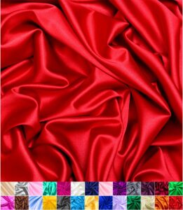 satin fabric | by the yard | luxury & soft | 60" wide roll | silky & shiny | decoration, apparel, drapery, diy crafts (red, 2 yards)