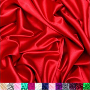 Satin Fabric | by The Yard | Luxury & Soft | 60" Wide Roll | Silky & Shiny | Decoration, Apparel, Drapery, DIY Crafts (Red, 2 Yards)