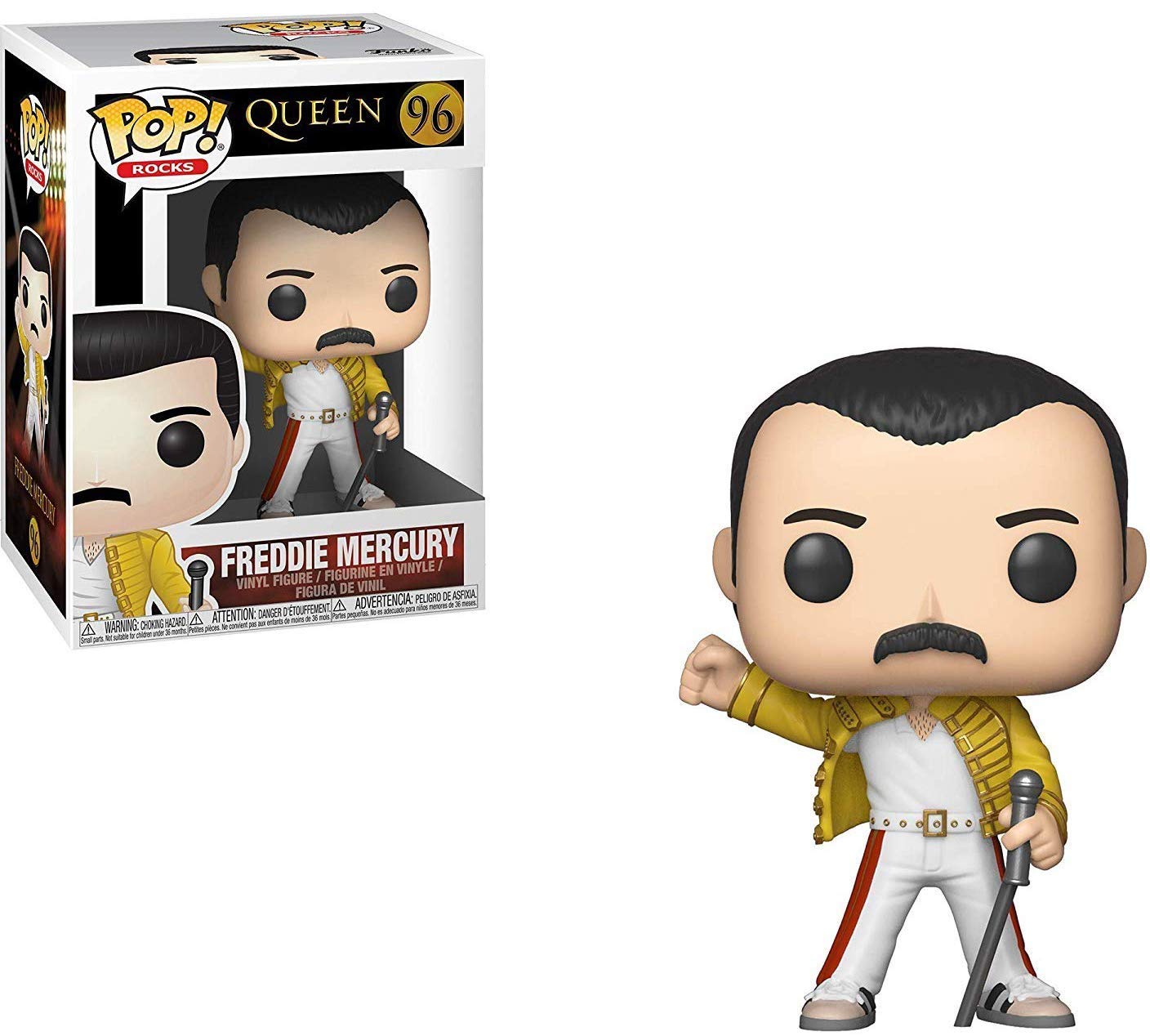 POP Queen - Freddie [Mercury] Wembley 1986 Funko Pop! Vinyl Figure (Bundled with Compatible Pop Box Protector Case), Multicolored, 3.75 inches