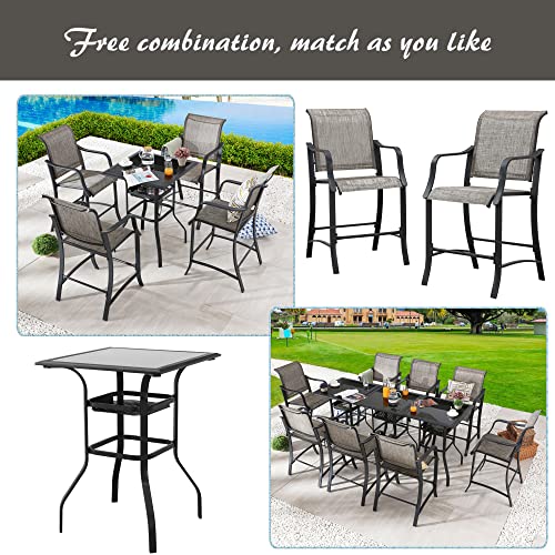 LOKATSE HOME Patio Bar Set 3 Piece Counter Height Stools and Table Tesilin Conversation Dining Furniture, Grey