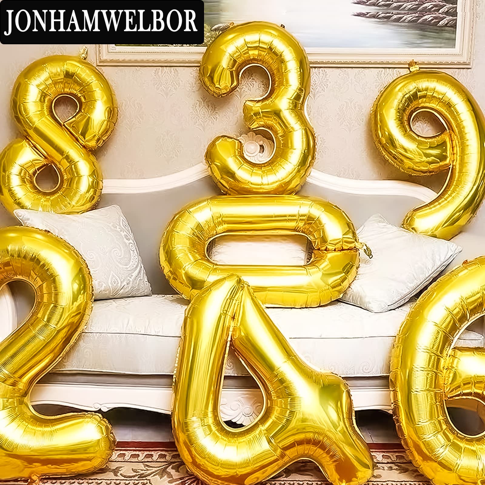 30 Balloon Numbers Gold Big Giant Jumbo Number 30 Foil Mylar Balloons for 30th Birthday Party Supplies 30 Anniversary Events Decorations