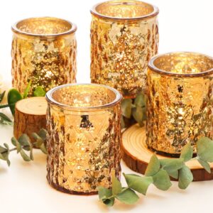 nitime 12pcs gold votive candle holders, gold candle holders for table centerpiece, mercury glass tealight candle holder for wedding, home decor