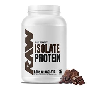 raw whey isolate protein powder, dark chocolate - 100% grass-fed sports nutrition protein powder for muscle growth & recovery - low-fat, low carb, naturally flavored & sweetened - 25 servings