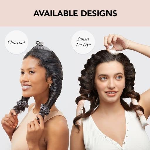 Kitsch Satin Heatless Curling Set - Overnight Hair Curlers to Sleep in, Heatless Curls, Heatless Hair Curler Overnight Curls, Heatless Curling Rod Headband, No Heat Soft Curlers, Hair Rollers - Sunset