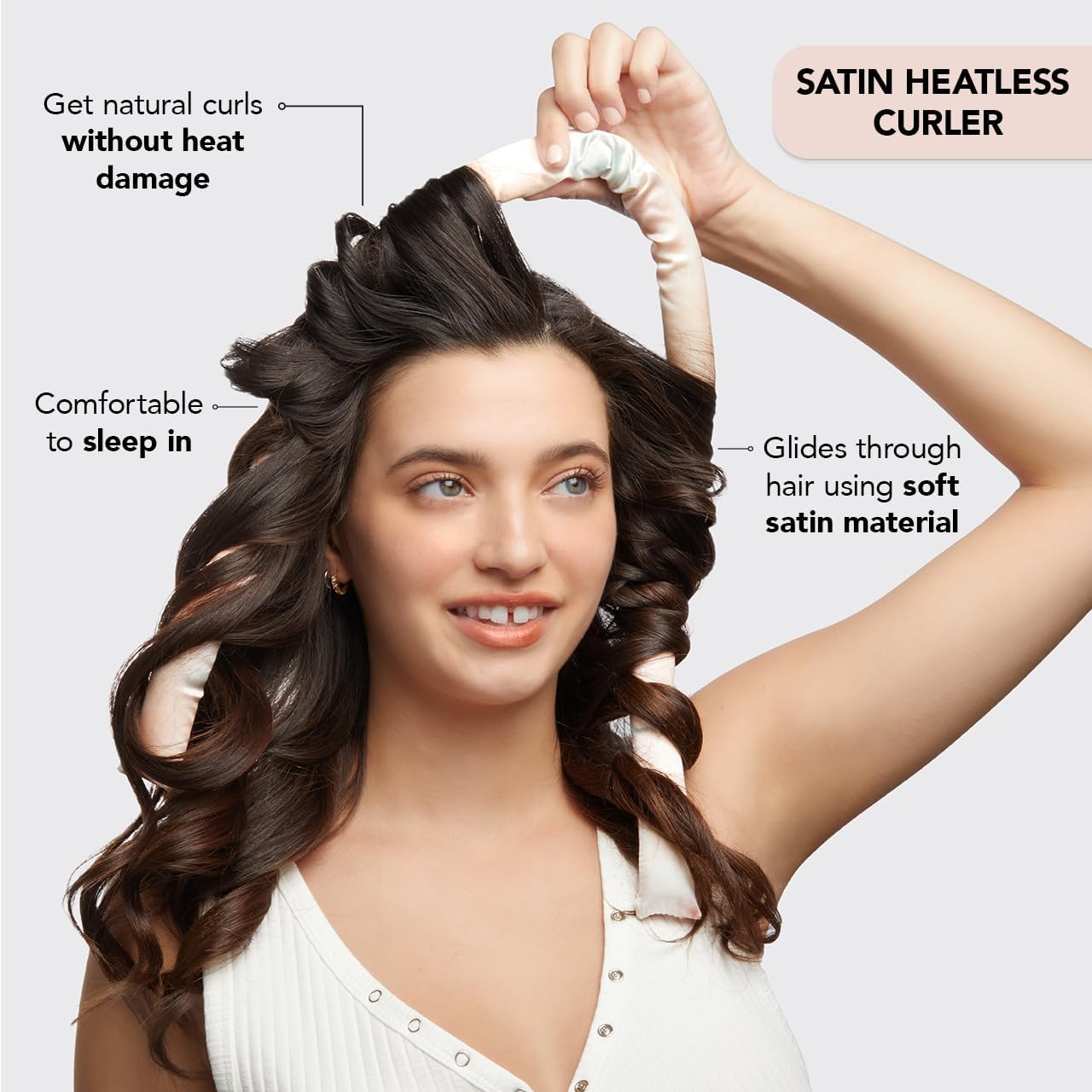 Kitsch Satin Heatless Curling Set - Overnight Hair Curlers to Sleep in, Heatless Curls, Heatless Hair Curler Overnight Curls, Heatless Curling Rod Headband, No Heat Soft Curlers, Hair Rollers - Sunset