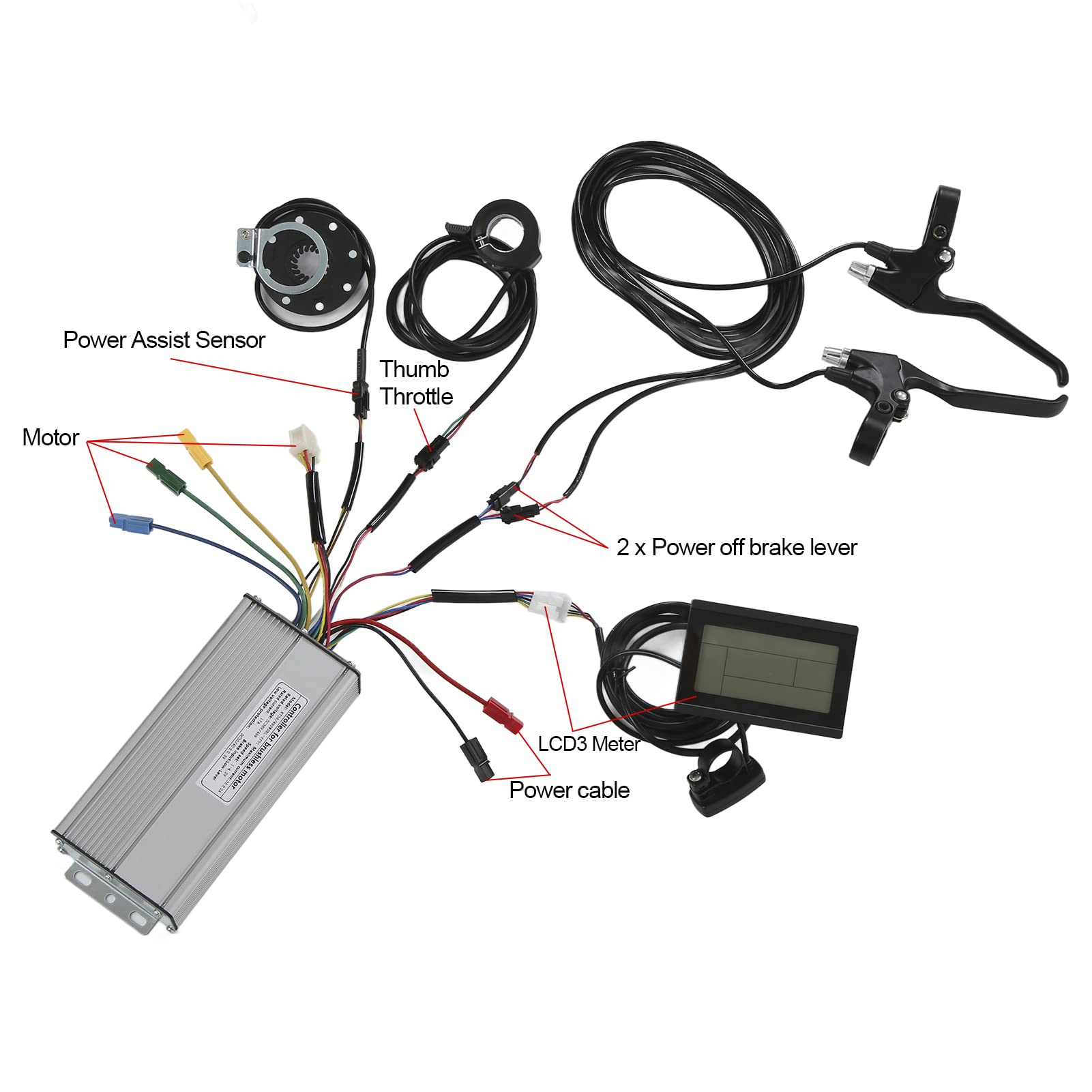 SPYMINNPOO 20 Inch Fat Tire Rear Wheel Motor 48V 1500W Electric Bike Conversion Kit with KT 35A Controller LCD3 Display Riding