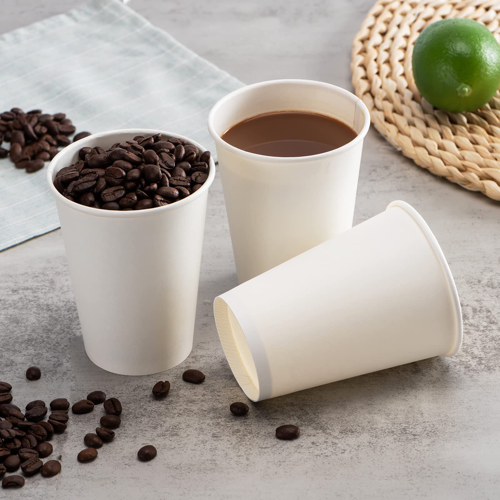 RACETOP Paper Coffee Cups 12 oz [500 pack], Paper Cups Disposable, Hot Coffee Cups, Ideal for Coffee, Beverages (12oz 500 pack white)