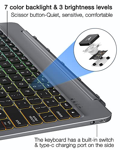 doqo Detachable Keyboard Case for iPad Pro 12.9(6th,5th,4th,3rd Gen) with touchpad, 7 Colors Backlit Wireless case with Keyboard