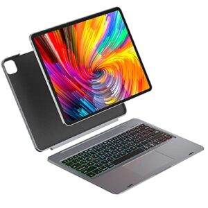 doqo detachable keyboard case for ipad pro 12.9(6th,5th,4th,3rd gen) with touchpad, 7 colors backlit wireless case with keyboard