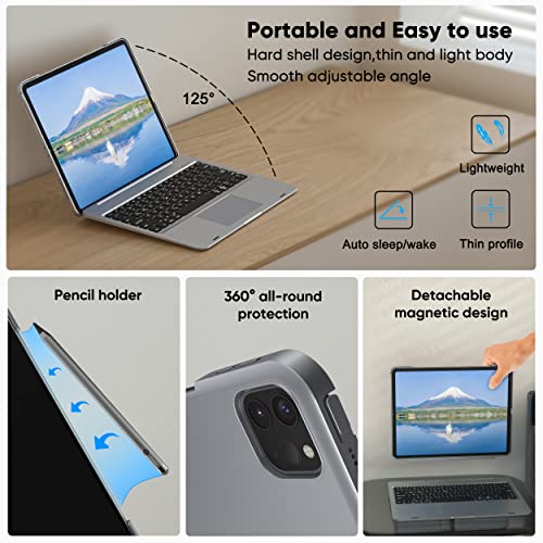 doqo Detachable Keyboard Case for iPad Pro 12.9(6th,5th,4th,3rd Gen) with touchpad, 7 Colors Backlit Wireless case with Keyboard