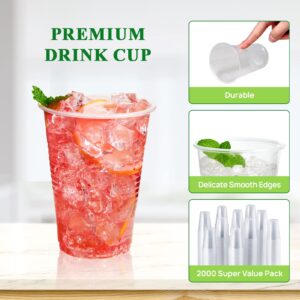 Vplus 2000 Pack 9 OZ Clear Plastic Cups, Disposable Plastic Cups, 9 Ounce Cold Party Drinking Cups for Wedding Thanksgiving Christmas Party