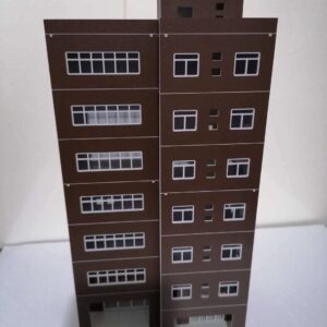 ATINGSHOKB HO Scale Building 1:87 DIY Train Railway Modern Tall Business Buildings Office House Assembled Architectural for Model Train Layout (Brown)