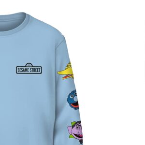 Sesame Street Mens Classic Shirt Elmo Cookie Monster Big Bird Tee Long Sleeve T-Shirt (Sky Blue, Small)