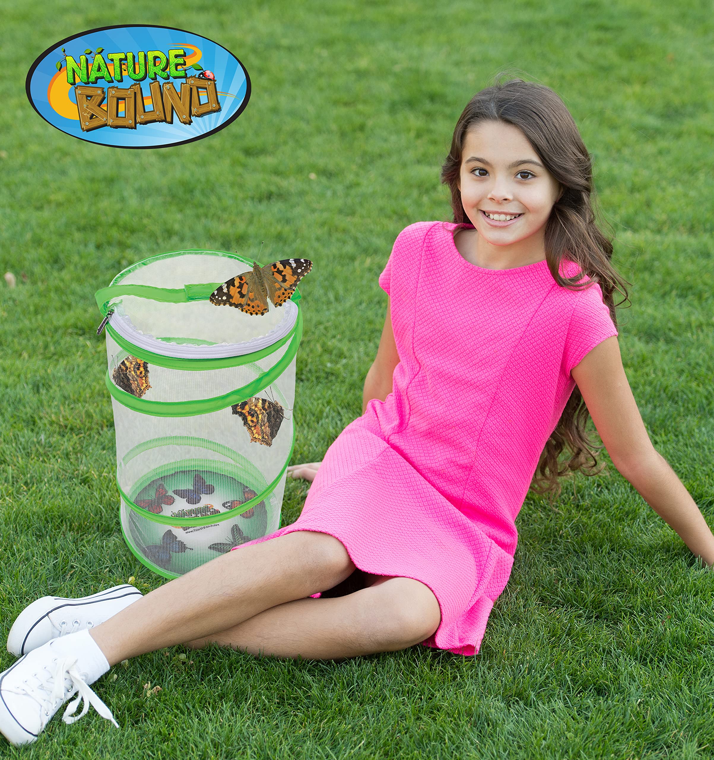 Nature Bound Butterfly Growing Kit - Live Caterpillar to Butterfly Project for Kids - includes Voucher for Caterpillars, Green Pop-Up Enclosure, and STEM Learning Guide