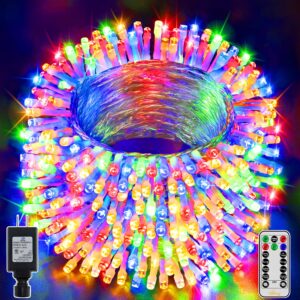 ollny outdoor string lights waterproof, 400led 132ft multicolor fairy lights with remote 8 modes timer, 29v plug-in string lights for bedroom indoor outside party christmas decorations