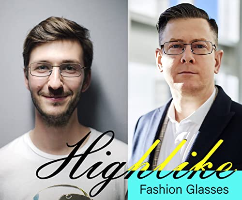 HIGHLIKE 4-Pack Reading Glasses Men, Metal Stainless Flex Readers with Soft Cases, Clear Lens Blue Light Glasses, 2 Black 2 Gunmetal 1.75 x