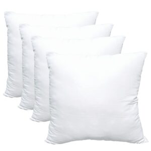 obruosci luxury pillow inserts, pack of 4, 18 x 18 inches hypoallergenic ultra soft white polyester microfiber durable couch cushion fillers