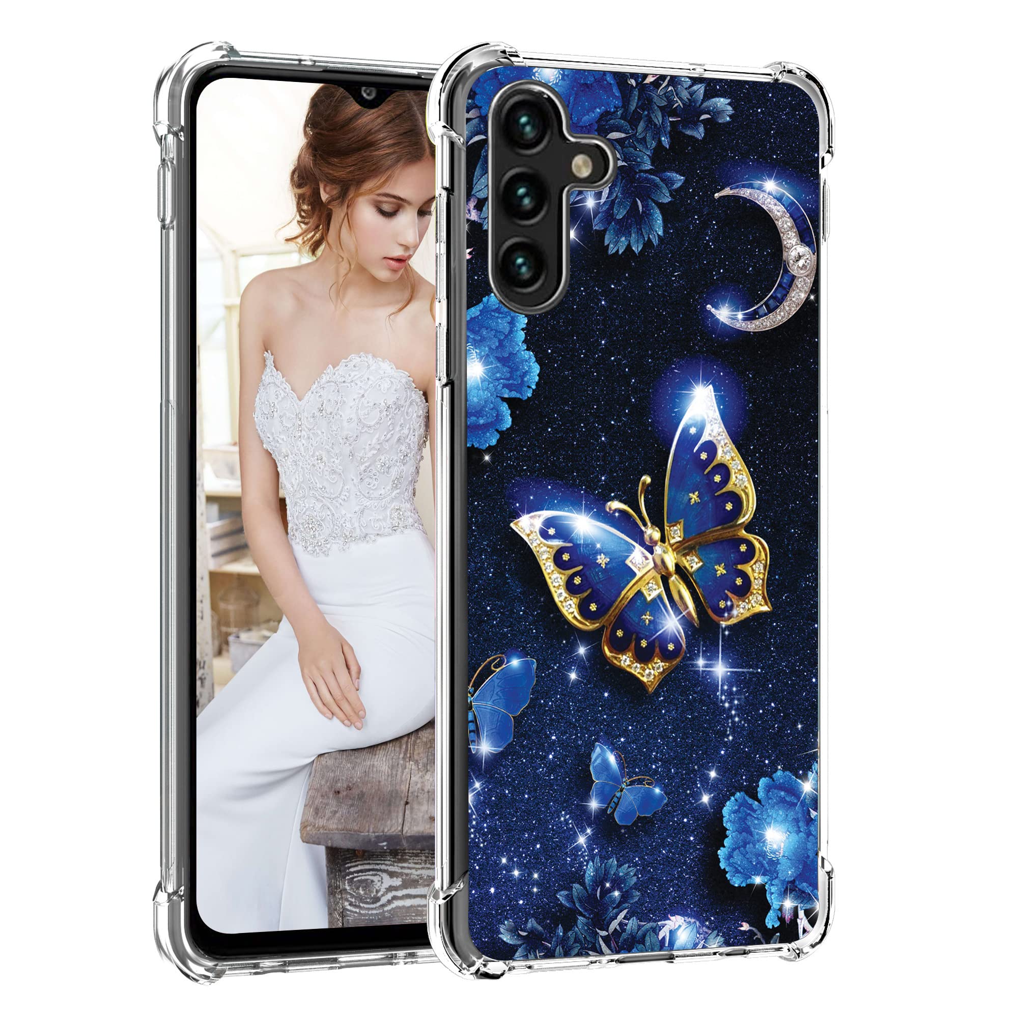 Bereajoy for Galaxy A13 5G Case,TPU Soft Rubber Four Corners Reinforced Anti-Fall Mobile Phone case Cover for Samsung Galaxy A13 5G (Butterfly)