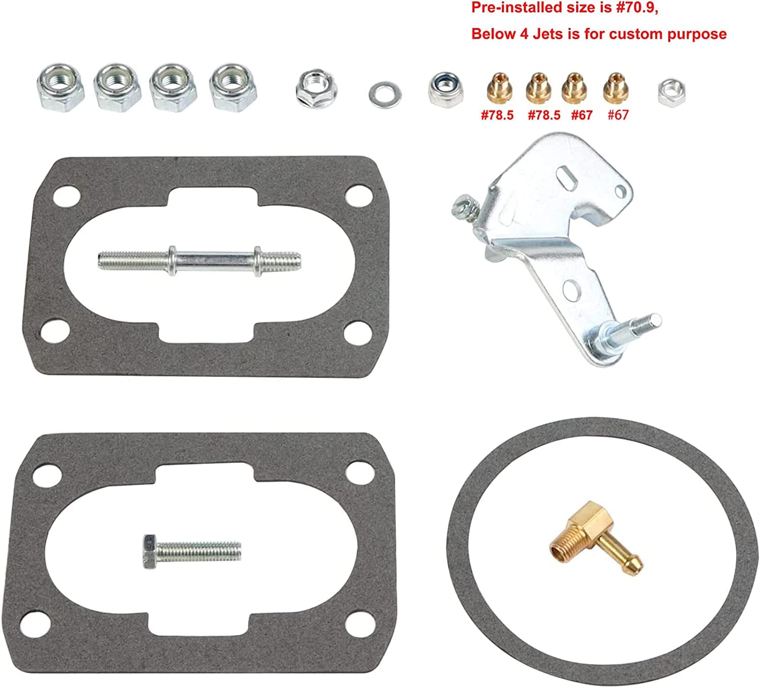 Marine Carburetor 2 Barrel Carb for Mercruiser Rochester Mercarb 3.0L 2.5L 4 CYL Engines with Electric Choke & Jets Gaskets Long Linkage, Replace 3310-864940A01, Base Bolt Pattern is 3 3/4 X 2 inches