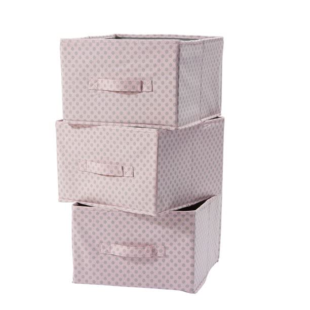 Urban Lifestyle Polka Dot Drawer Organizational Storage Bins, Set of 3, Pink