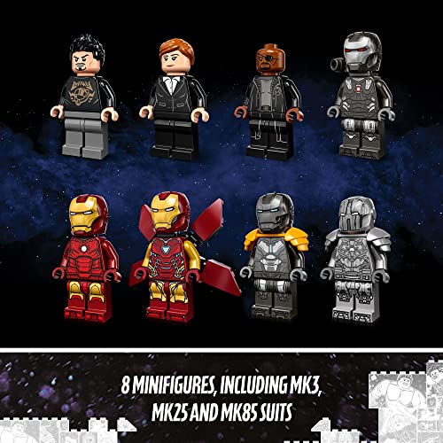 Lego Marvel Iron Man Armory Toy Building Set 76216, Avengers Gift for 7 Plus Year Old Kids, Boys & Girls, Iron Man Pretend Play Toy, Marvel Building Kit with MK3, MK25 and MK85 Suit Minifigures