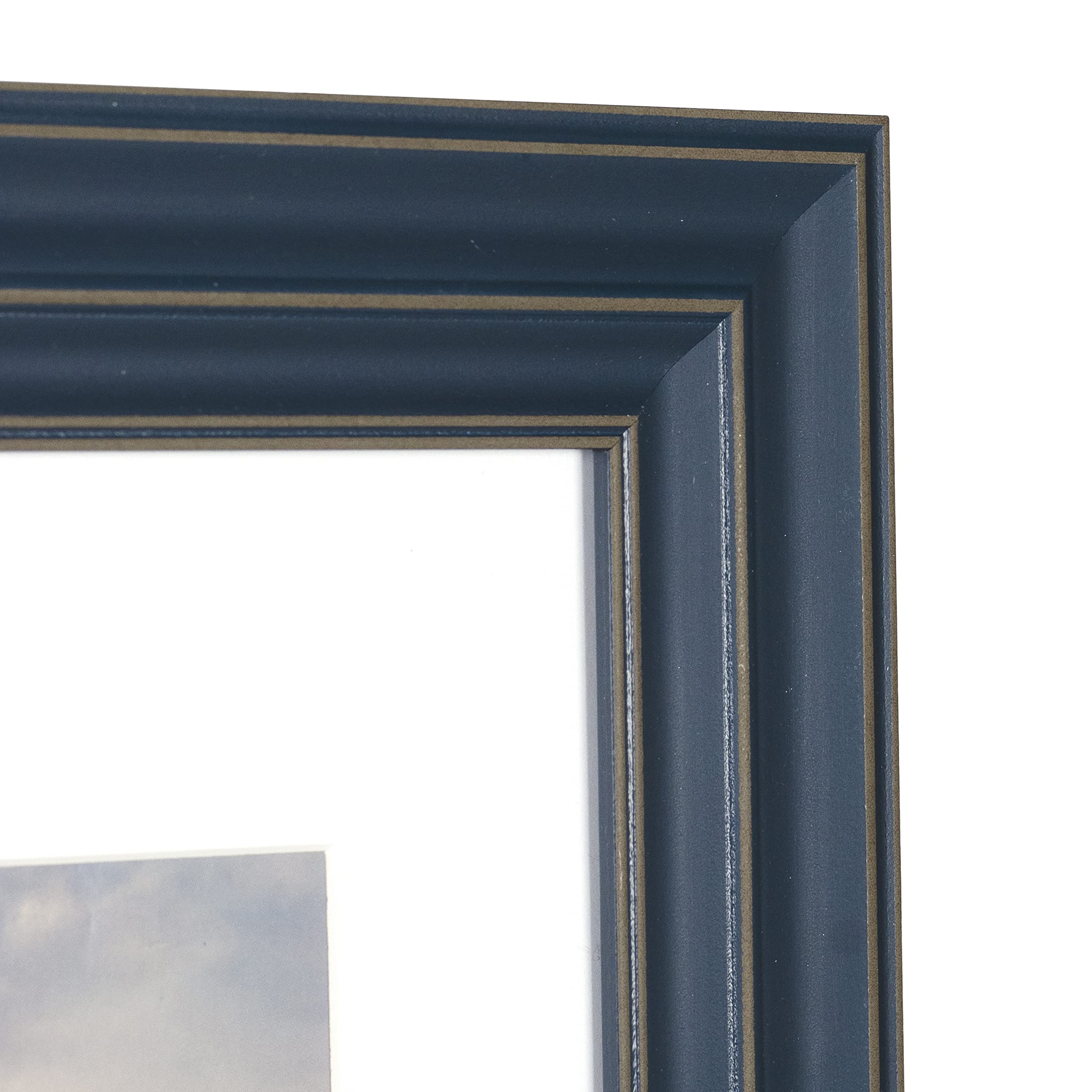 Malden International Designs 8x10 11x14 Rustic Blue Matted Picture Frame,2428-80