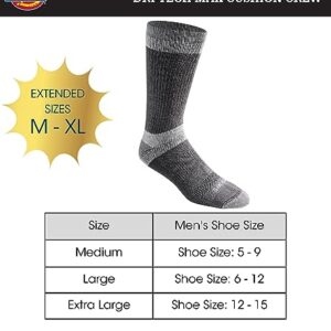 Dickies Men's Big & Tall Dri-tech Moisture Control Max Crew Socks Multipack, 3.0 Full Cushion Charcoal (6 Pairs), X-Large