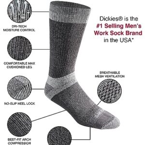 Dickies Men's Big & Tall Dri-tech Moisture Control Max Crew Socks Multipack, 3.0 Full Cushion Charcoal (6 Pairs), X-Large