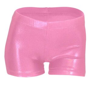 luouse toddler girls slim gymnastics shorts, little kids sparkle elegant tumbling dance athletic short 4-5 t pink