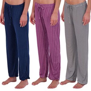 3 Pack: Womens Plus Size Pajama Pants Yummy Soft Knit Pajamas for Women Pant Bottoms Clothes Sexy Pijamas de mujer Sets PJs Fuzzy Silk Sleepwear Lounge Comfy Night Plaid Pink PJ Just My - Set 3, 1X