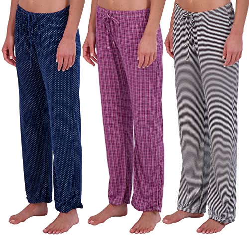 3 Pack: Womens Plus Size Pajama Pants Yummy Soft Knit Pajamas for Women Pant Bottoms Clothes Sexy Pijamas de mujer Sets PJs Fuzzy Silk Sleepwear Lounge Comfy Night Plaid Pink PJ Just My - Set 3, 1X