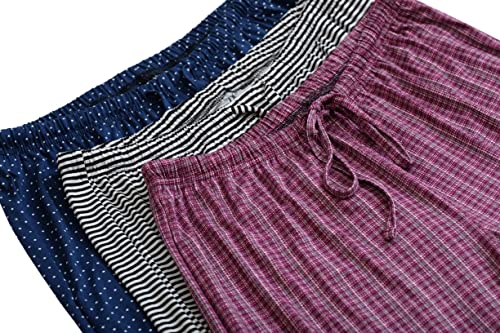 3 Pack: Womens Plus Size Pajama Pants Yummy Soft Knit Pajamas for Women Pant Bottoms Clothes Sexy Pijamas de mujer Sets PJs Fuzzy Silk Sleepwear Lounge Comfy Night Plaid Pink PJ Just My - Set 3, 1X