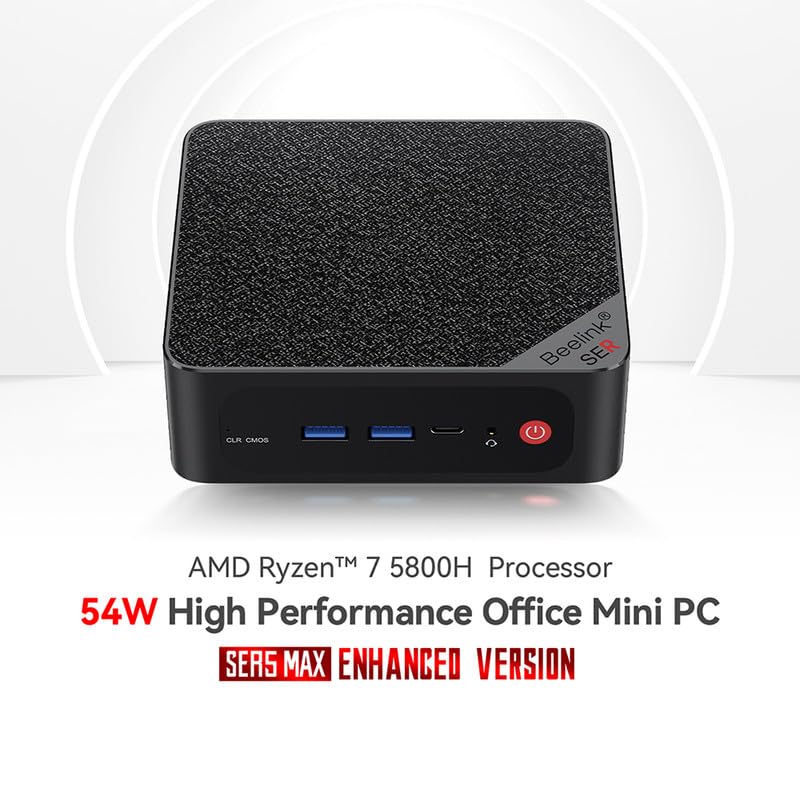 Beelink SER5 MAX Mini PC, AMD Ryzen 7 5800H(7nm, 8C/16T) up to 4.4GHz, Mini Computer 32GB DDR4 RAM 500GB NVME SSD, Micro PC 4K@60Hz Triple Display, Mini Gaming Computer WiFi6/BT5.2/54W/HTPC/W-11 Pro