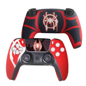 spiderrman morales custom ps-5 controller wireless compatible with play-station 5 console by bcb controllers | proudly customized in usa with permanent hydro-dip printing (not just a skin)