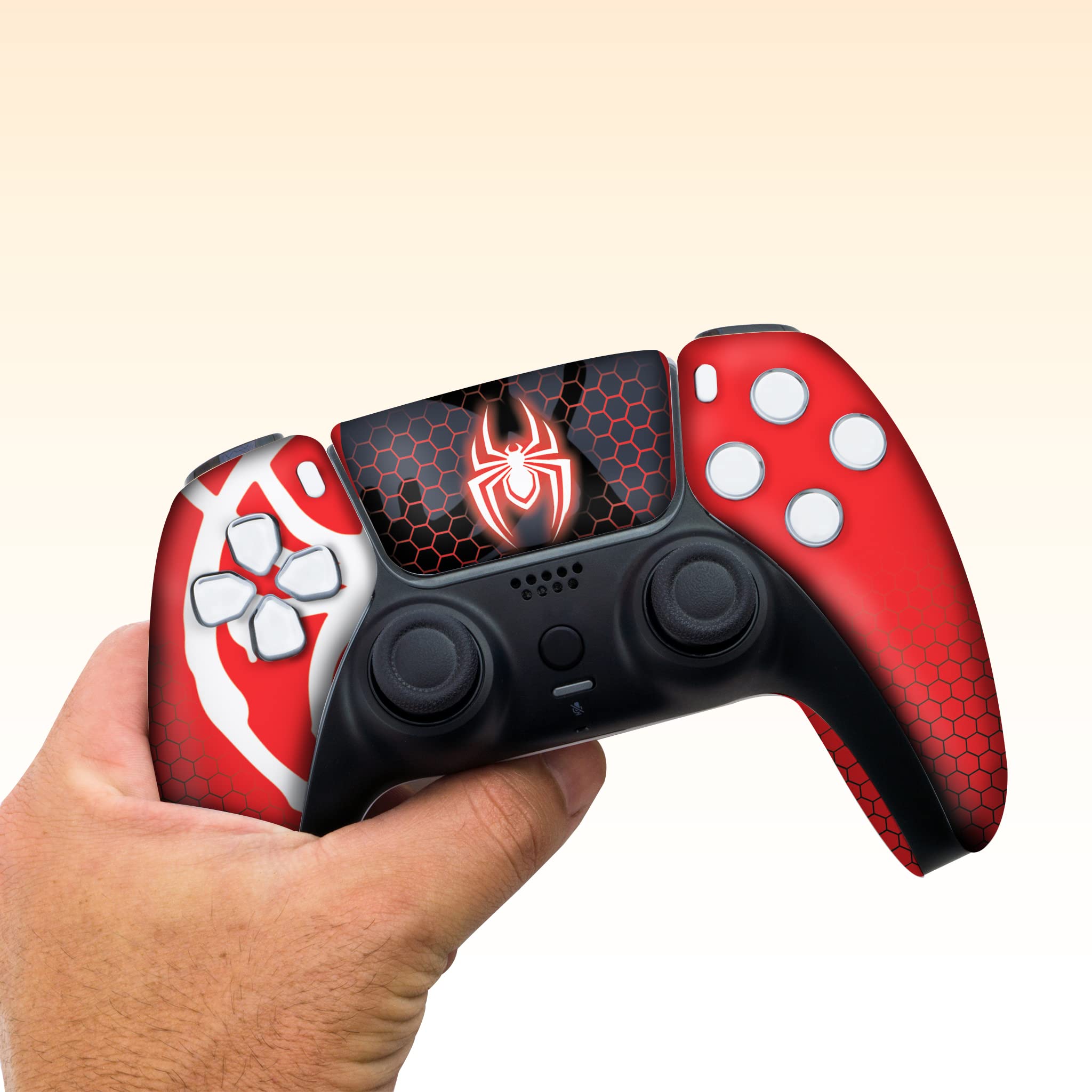 Spiderrman Morales Custom PS-5 Controller Wireless compatible with Play-Station 5 Console by BCB Controllers | Proudly Customized in USA with Permanent HYDRO-DIP Printing (NOT JUST A SKIN)