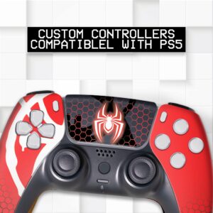 Spiderrman Morales Custom PS-5 Controller Wireless compatible with Play-Station 5 Console by BCB Controllers | Proudly Customized in USA with Permanent HYDRO-DIP Printing (NOT JUST A SKIN)