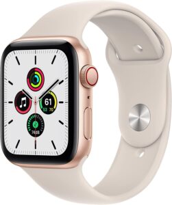 apple watch series se (gps + cellular, 44mm) gold aluminum/starlight band (renewed)